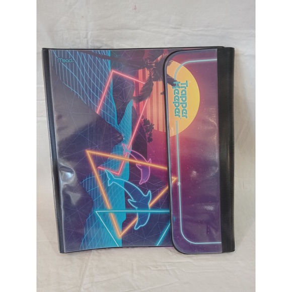 Mead | Office | Vintage 8s Neon Dolphin Sunset Trapper Keeper Portfolio ...